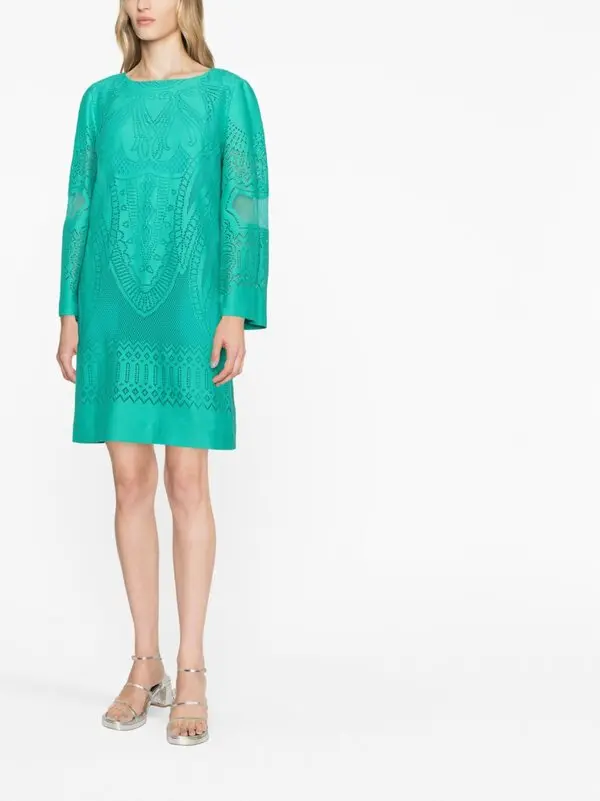 Alberta Ferretti Perforated Shift Dress