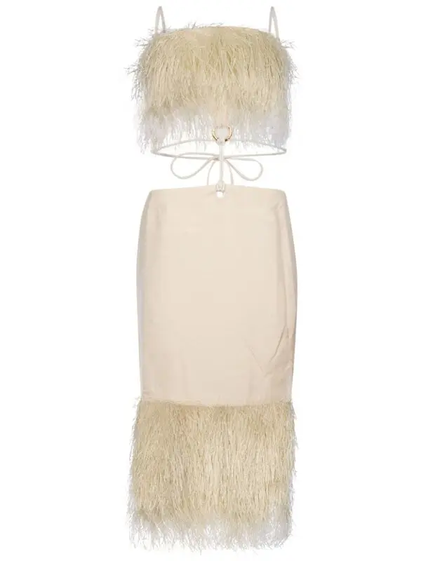 Jacquemus La Robe Raphia Fringed Dress - White