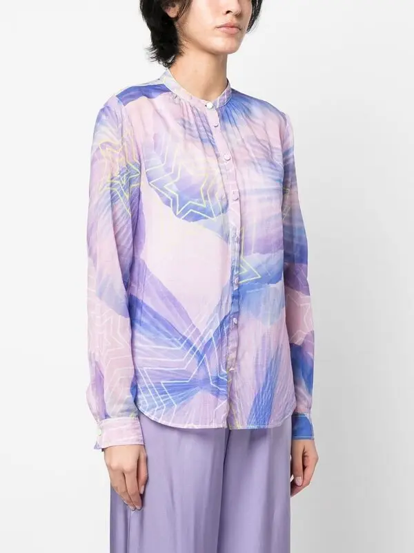 FORTE_FORTE Star-print Long-sleeve Shirt - Purple