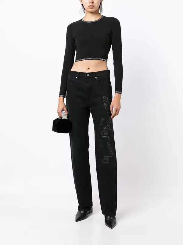 Alexander Wang Embellished Logo Cropped T-shirt