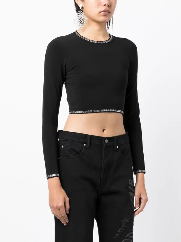 Alexander Wang Embellished Logo Cropped T-shirt