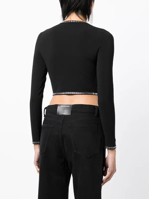 Alexander Wang Embellished Logo Cropped T-shirt
