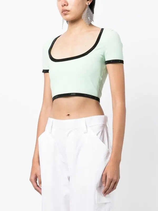 Alexander Wang Contrasting-border Cropped T-shirt