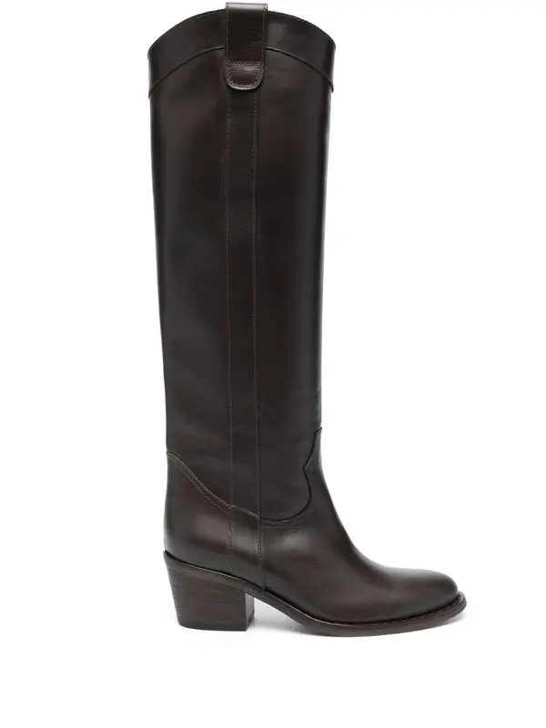 VIA ROMA 15 Almond-toe Leather Boots
