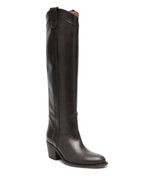 VIA ROMA 15 Almond-toe Leather Boots