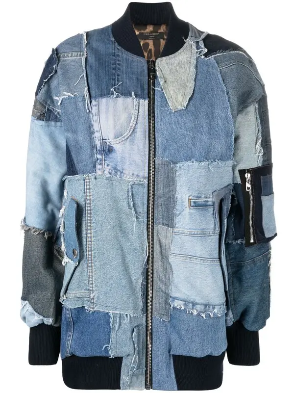Dolce & Gabbana Patchwork Denim Bomber Jacket