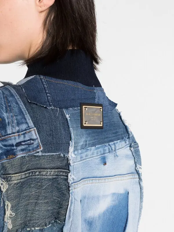 Dolce & Gabbana Patchwork Denim Bomber Jacket