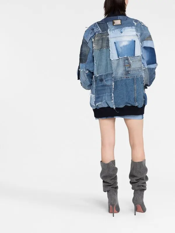 Dolce & Gabbana Patchwork Denim Bomber Jacket
