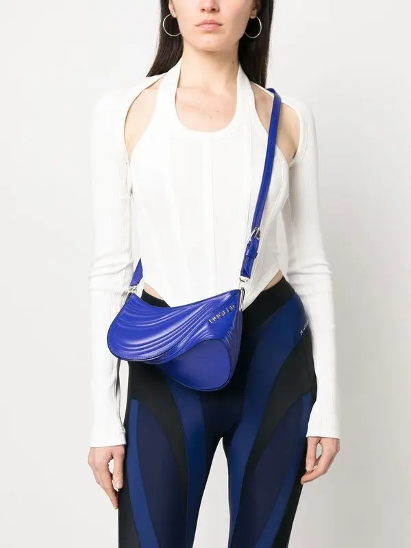 MUGLER Small Spiral Curve 01 Embossed Crossbody Bag