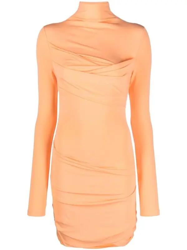 Off-White High-neck Ruched Minidress