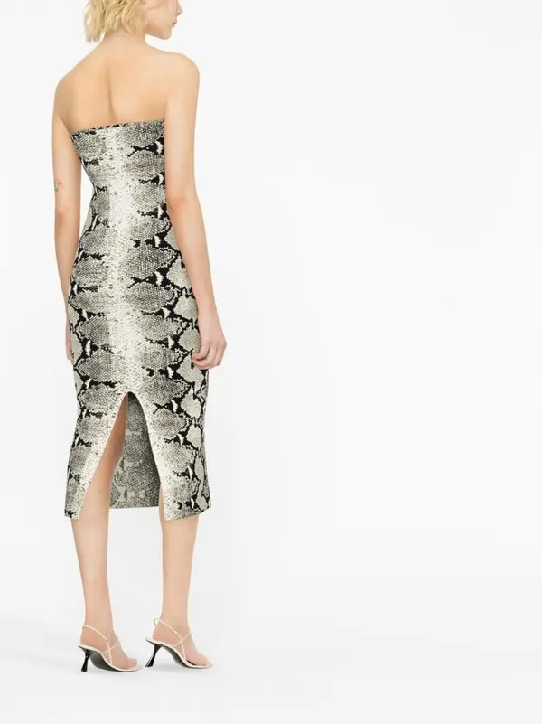 off the shoulder snakeskin dress Corseted snakeskin dress