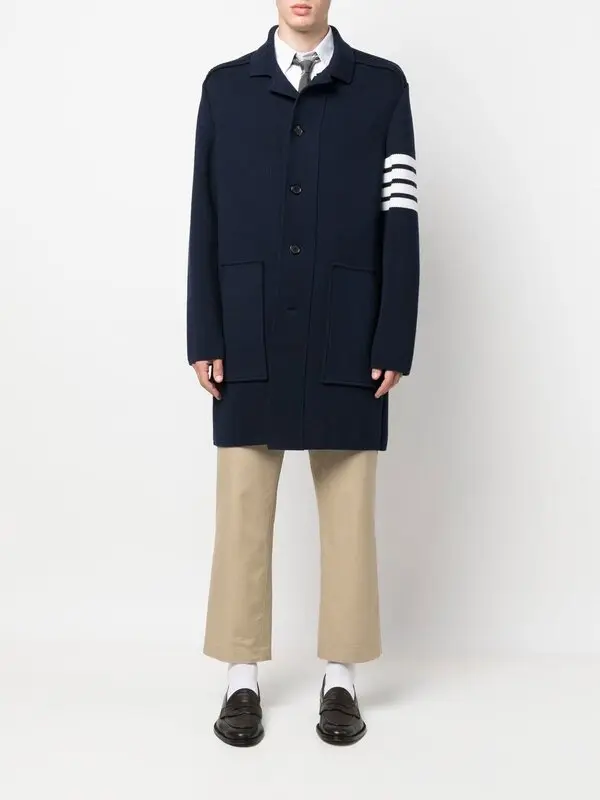 Thom Browne 4-bar Knitted Longline Cardigan