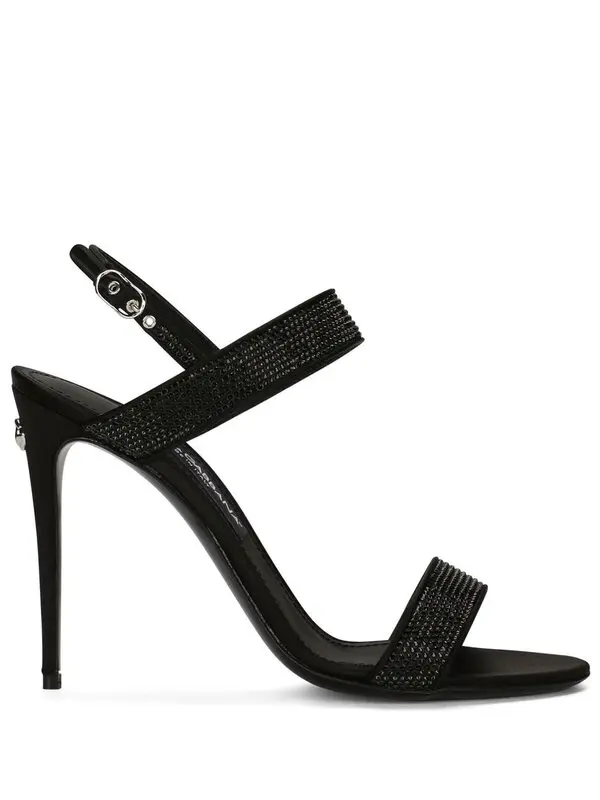 Dolce & Gabbana Embellished Satin Sandals - Black