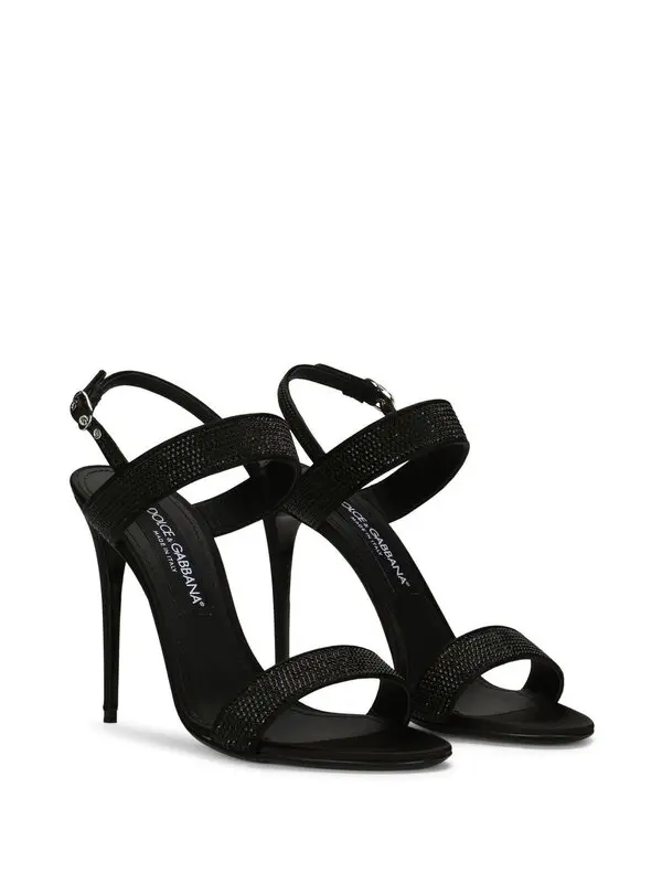 Dolce & Gabbana Embellished Satin Sandals - Black