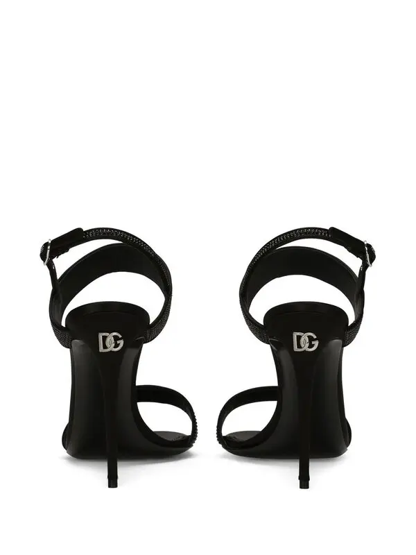 Dolce & Gabbana Embellished Satin Sandals - Black