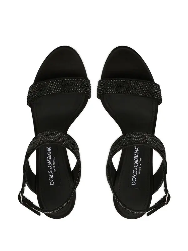 Dolce & Gabbana Embellished Satin Sandals - Black