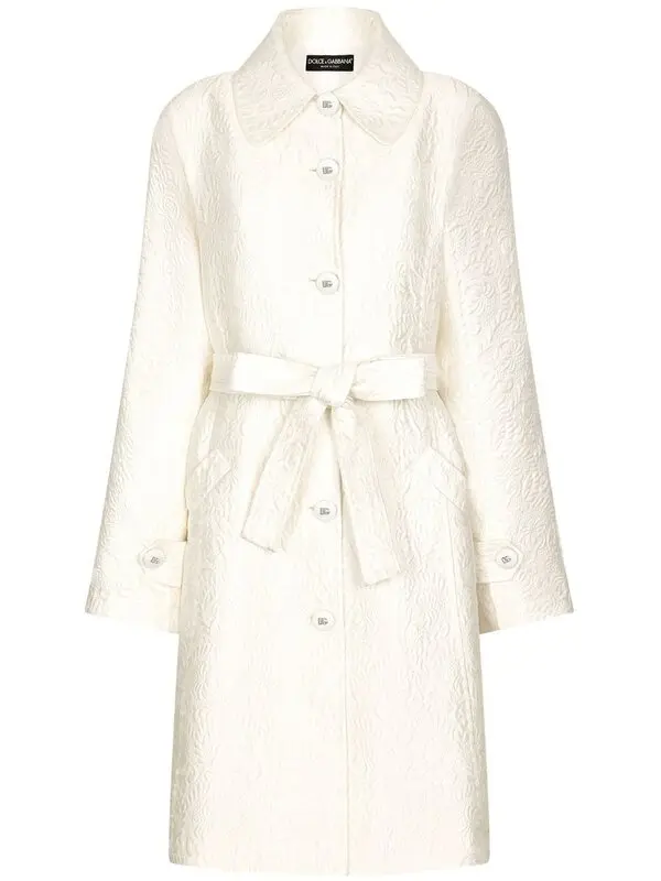 Dolce & Gabbana Single-breasted Brocade Coat - White