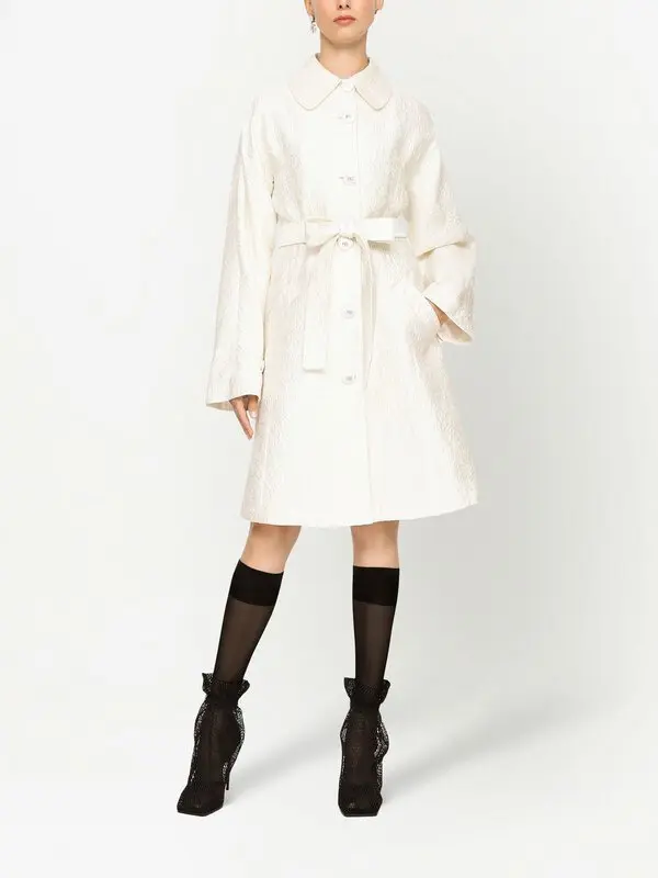 Dolce & Gabbana Single-breasted Brocade Coat - White