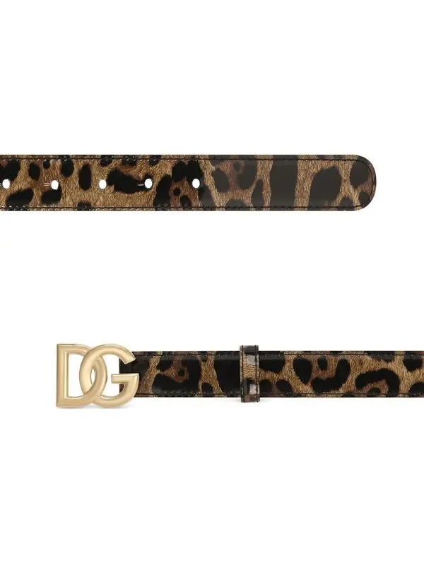 Dolce & Gabbana Dg Logo Leopard-print Belt - Brown
