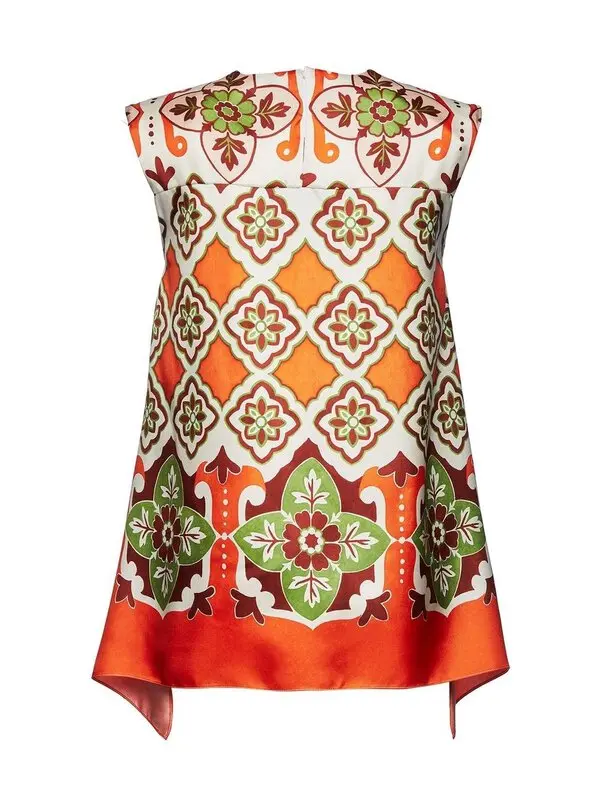 La DoubleJ San Carlo Printed Silk Blouse - Orange