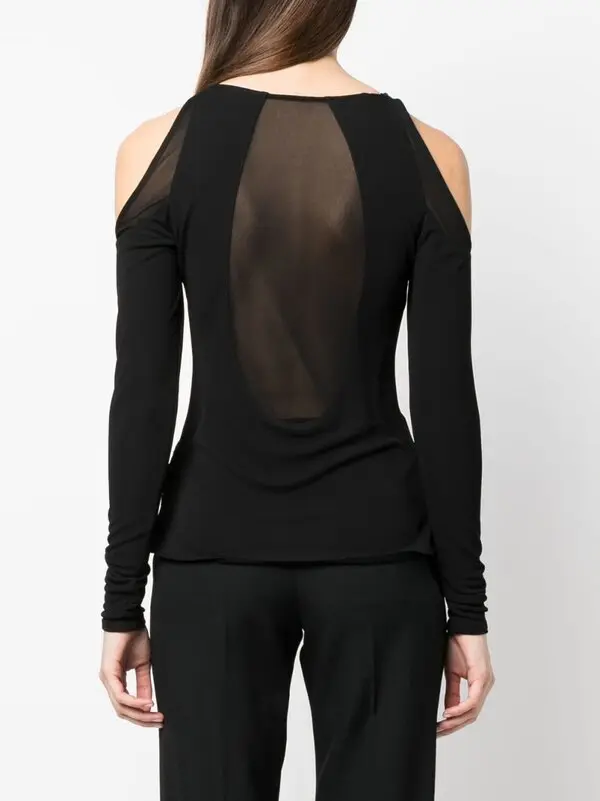 TOM FORD Long Sleeve Sheer Panel Top
