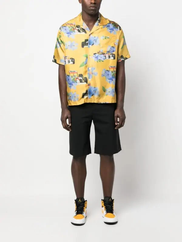 Rhude Floral-print Silk Shirt - Yellow
