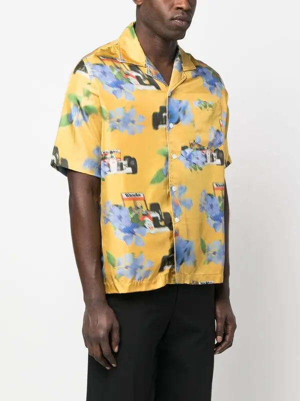 Rhude Floral-print Silk Shirt - Yellow
