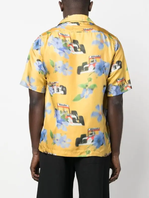 Rhude Floral-print Silk Shirt - Yellow
