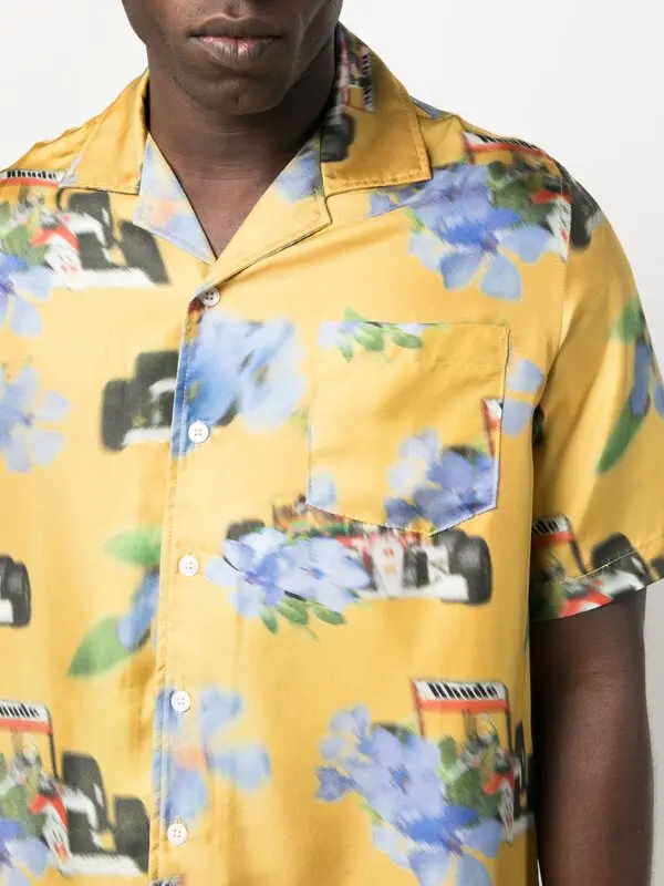 Rhude Floral-print Silk Shirt - Yellow