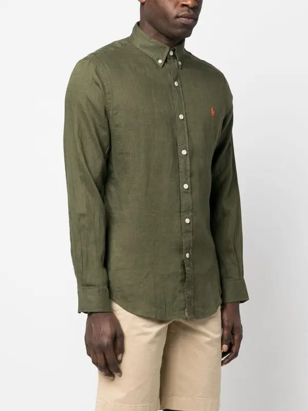 Polo Ralph Lauren Long-sleeve Linen-blend Shirt - Green