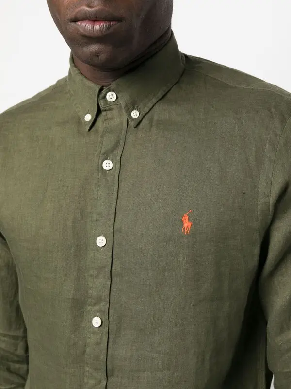 Polo Ralph Lauren Long-sleeve Linen-blend Shirt - Green