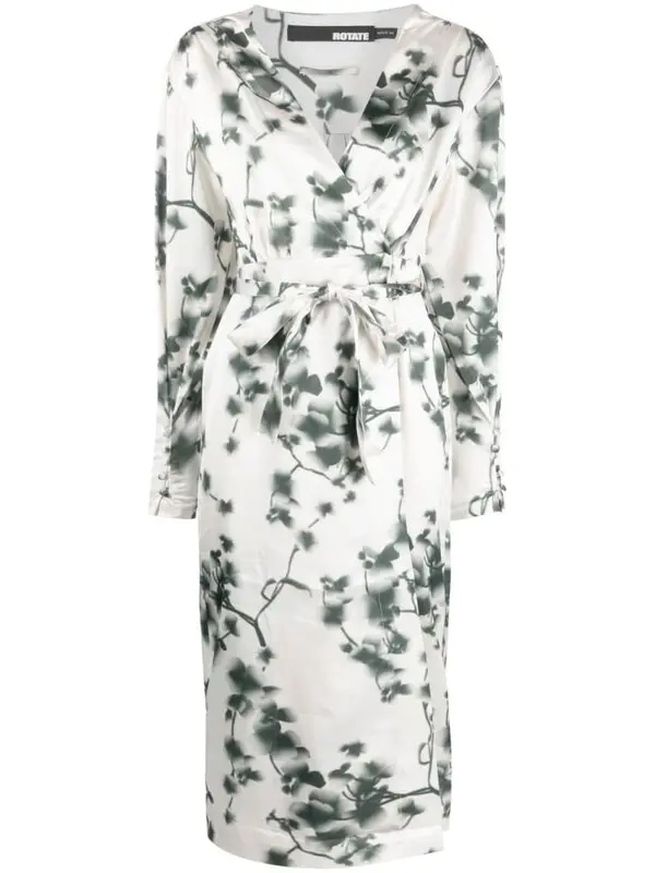 ROTATE BY BIRGER CHRISTENSEN Abstract Floral-print Midi Dress