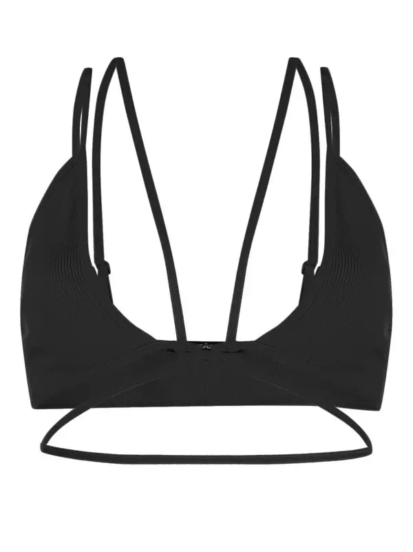 ANDREĀDAMO Ribbed Strap-detail Bra - Black