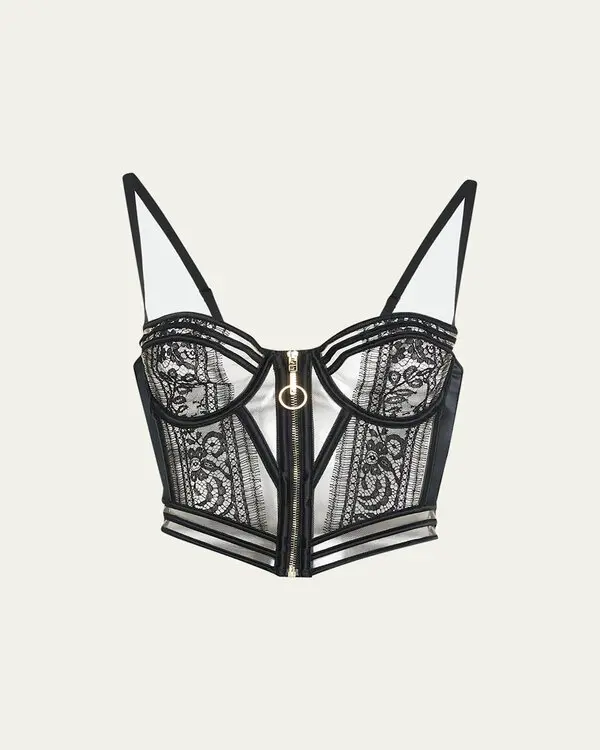 LIVY Batignolles Lace & Tulle Bustier - Black
