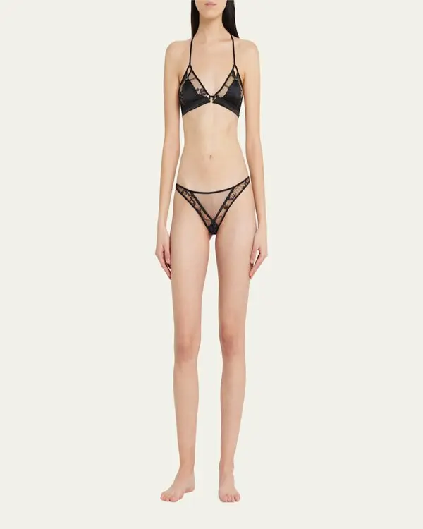 LIVY Adorn Low-rise Cutout Lace & Satin Briefs