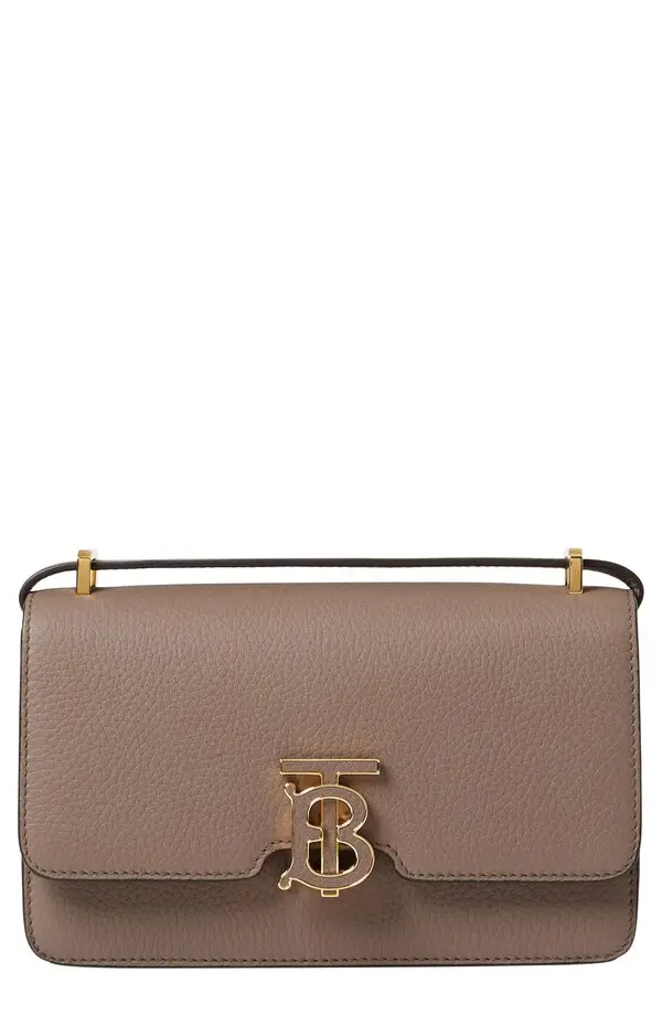Burberry Tb Elongated Grained Leather Shoulder Bag