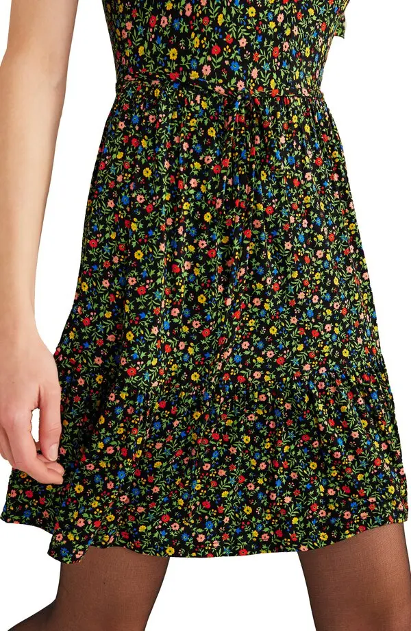 Boden Floral Short Sleeve Tiered Fit & Flare Minidress In Black Petal  Foliage - 52% Off | Editorialist