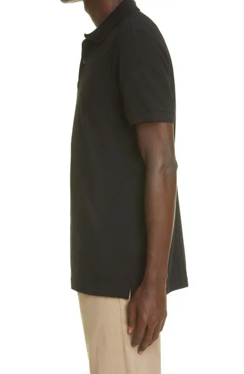 Sunspel Solid Piqué Polo - Black