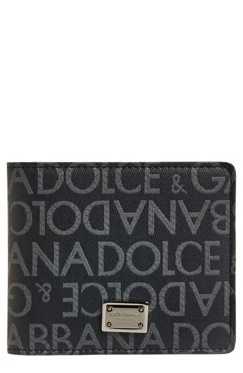 Dolce & Gabbana Allover Logo Billfold Wallet - Black/grey