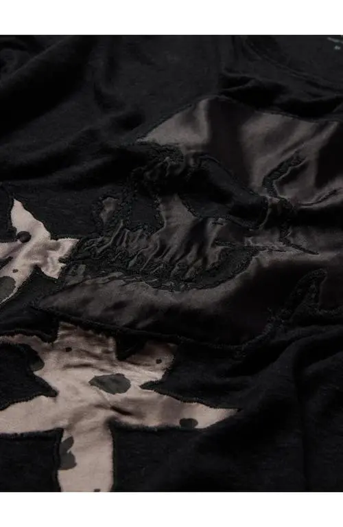 John Varvatos Embellished Skull Floral Linen & Modal Graphic Tee