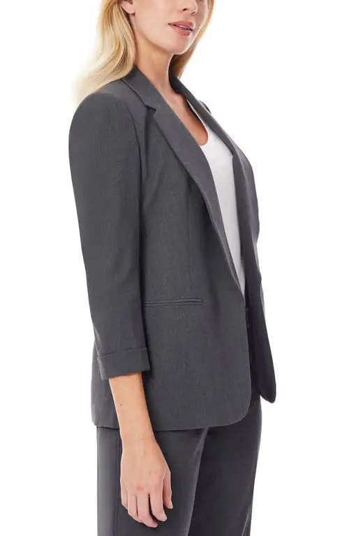 Jones New York Three-quarter Sleeve Blazer - Grey