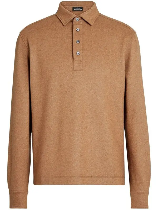 Zegna Cashmere-silk Blend Polo Shirt - Brown