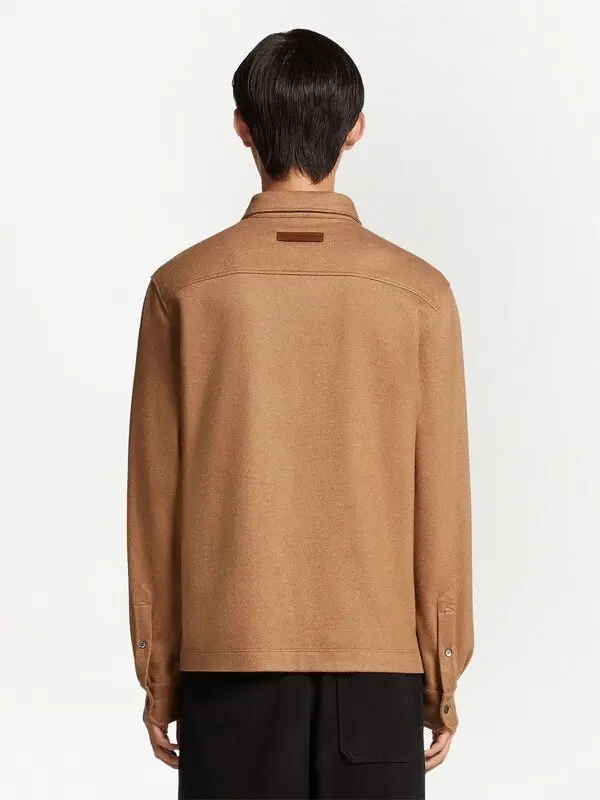 Zegna Cashmere-silk Blend Polo Shirt - Brown