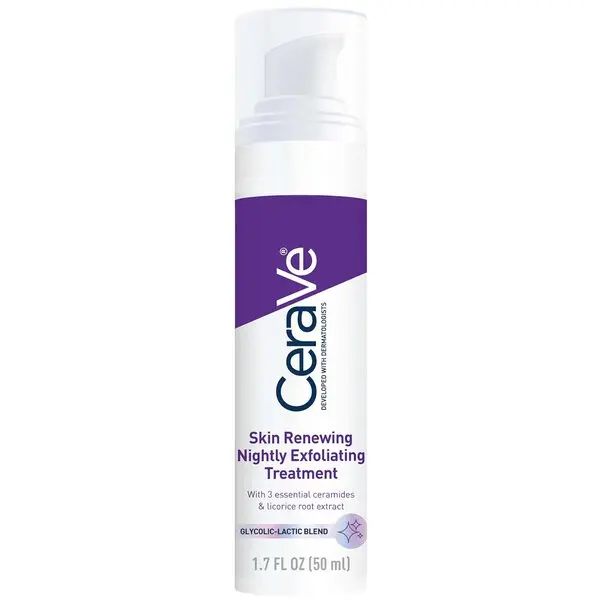 Cerave Skin Renewing Nightly Exfoliating Anti-aging Treatment Serum With Glycolic Acid And Lactic Acid - One-color