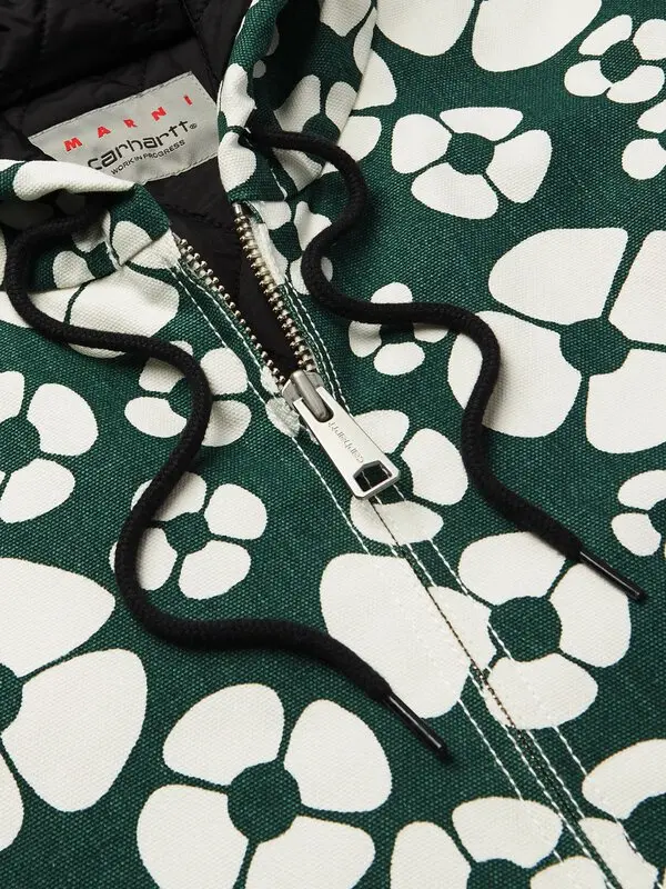 Marni Carhartt Wip Padded Floral-Print Cotton-Canvas Hooded Jacket