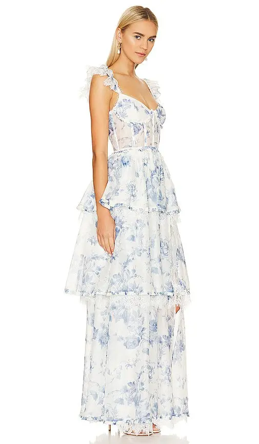 V. CHAPMAN Jolie Gown - Provencal Blue Floral