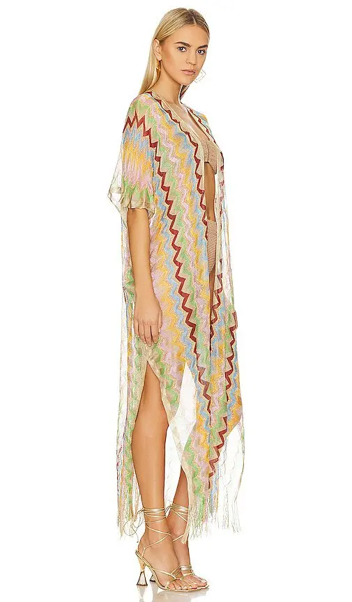 Luli Fama Here Comes The Sun Long Poncho In Beige