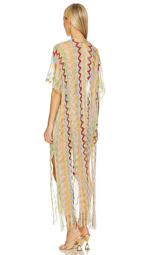 Luli Fama Here Comes The Sun Long Poncho In Beige