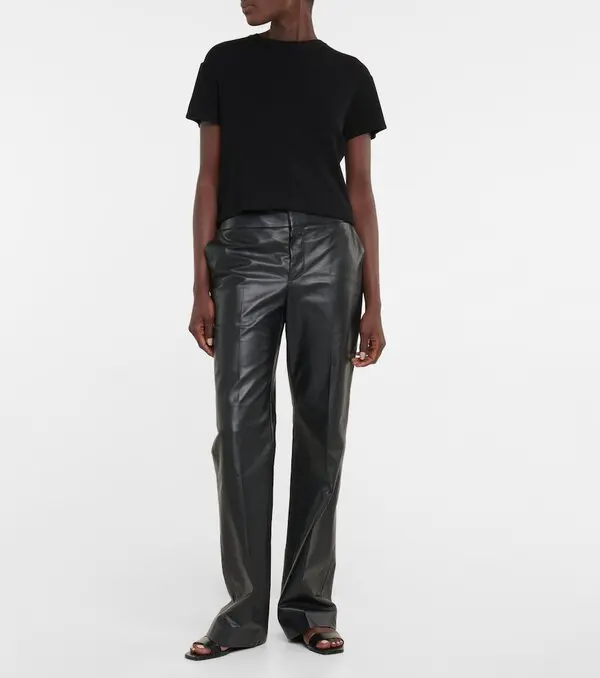THE ROW Baer Mid-rise Leather Pants