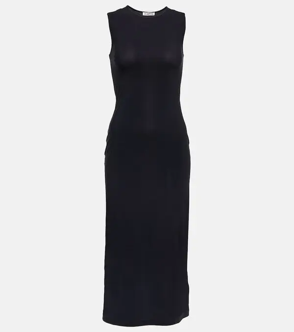 JIL SANDER Fitted Jersey Midi Dress - Black